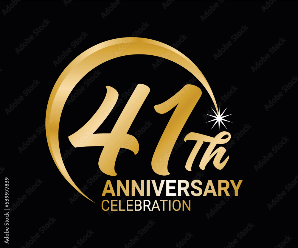41th Anniversary ordinal number Counting vector art illustration in ...