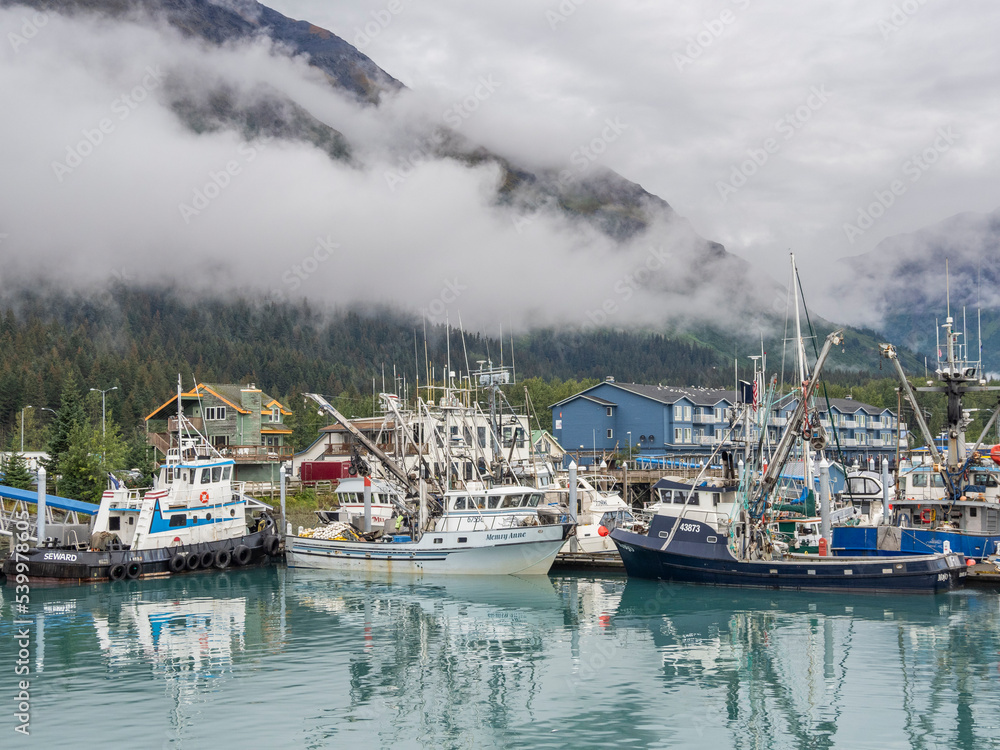 The Seward Harbor in Resurrection Bay, gateway to the Kenai Fjords in ...