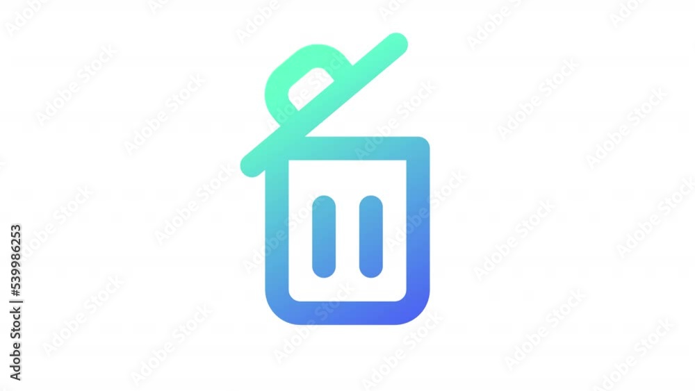Animated trash can gradient ui icon. Delete button. Waste container. Seamless loop HD video with ...