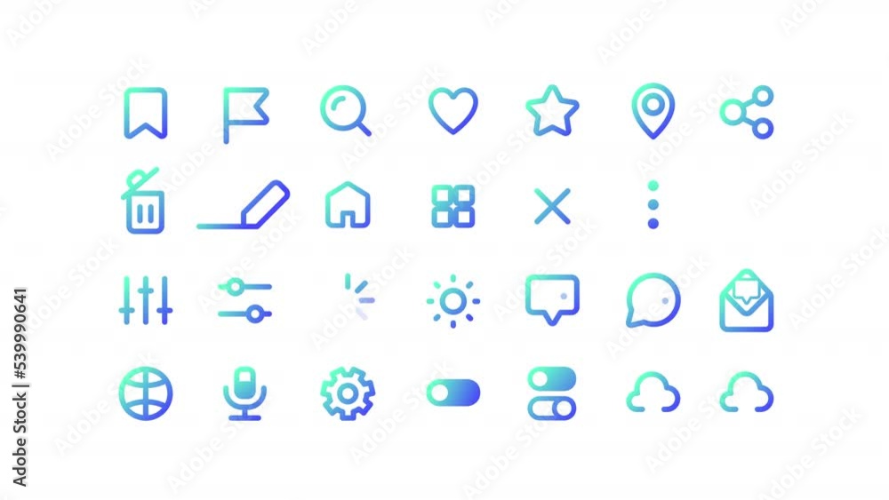 Animated interface gradient ui icons. Smartphone navigation. Settings. Seamless loop HD video ...
