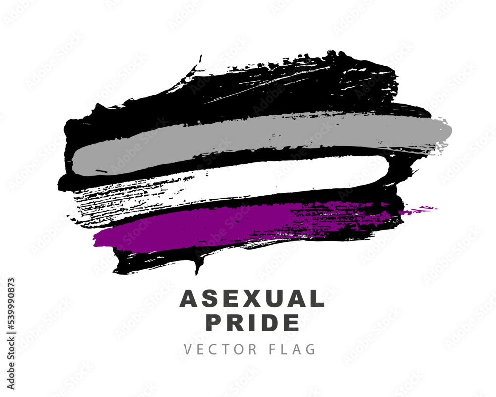 Flag of asexual pride. Colored brush strokes drawn by hand. A colorful ...