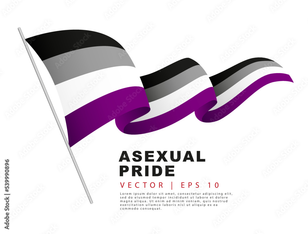 Vecteur Stock The flag of asexual pride hangs on a flagpole and ...