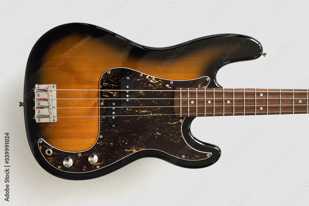 Old bass guitar on white background. Vintgae music wallpaper Stock ...