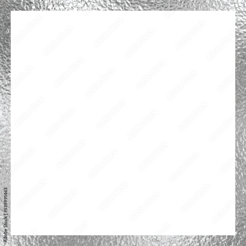 Square silver foil frame illustration, shiny glossy border isolated on ...