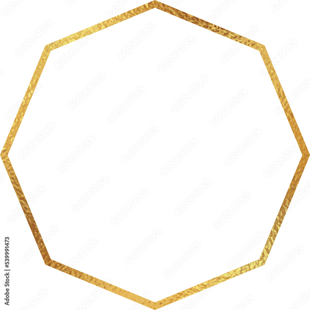 Octagon gold foil frame illustration, shiny golden yellow metal border ...