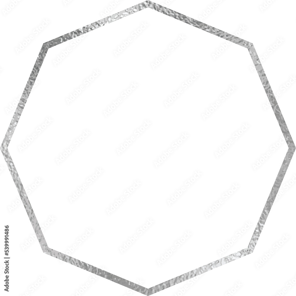 ภาพประกอบสต็อก Silver foil octagon frame illustration, shiny metal ...