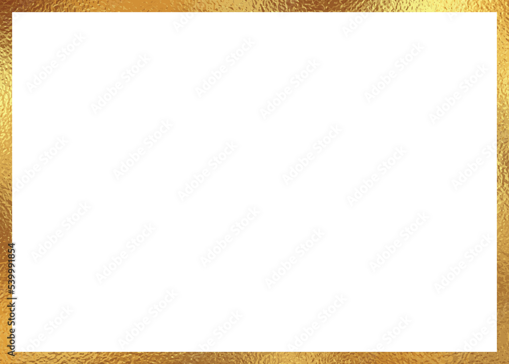 Gold foil regtangle frame illustration, shiny golden yellow metal ...