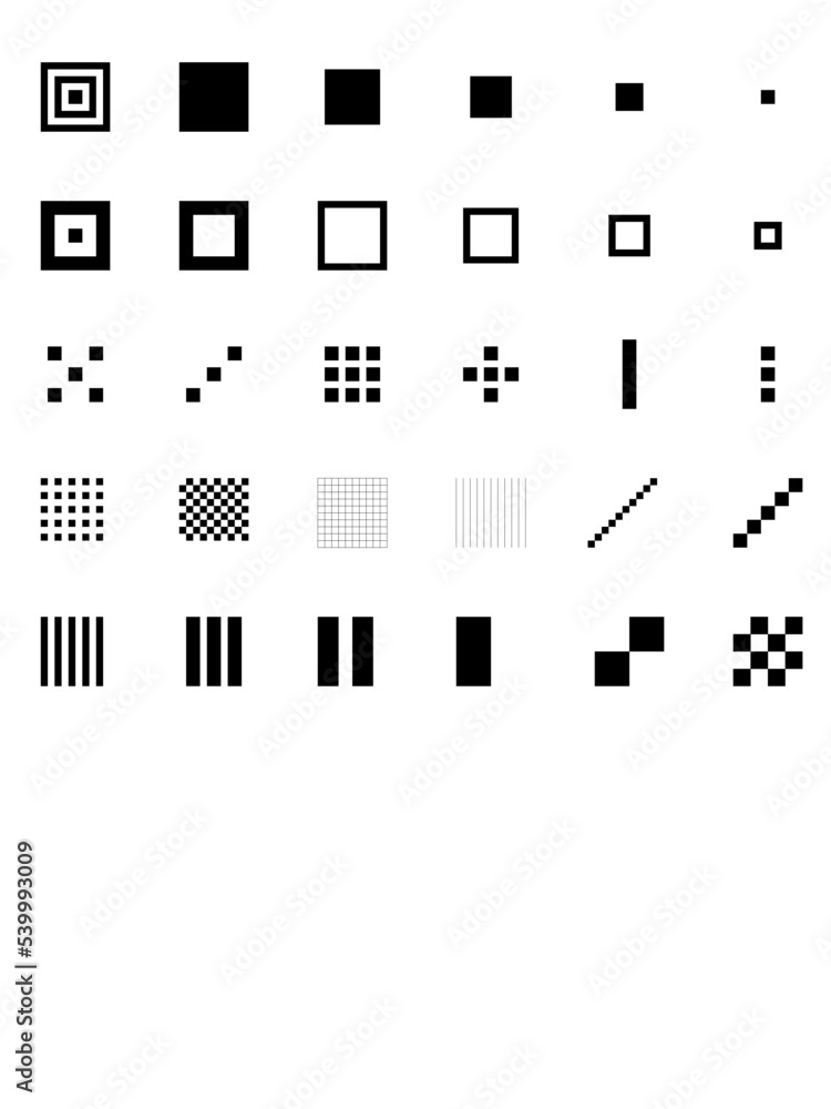 Set of black filled square shapes graphic element. Isolated vector, png ...