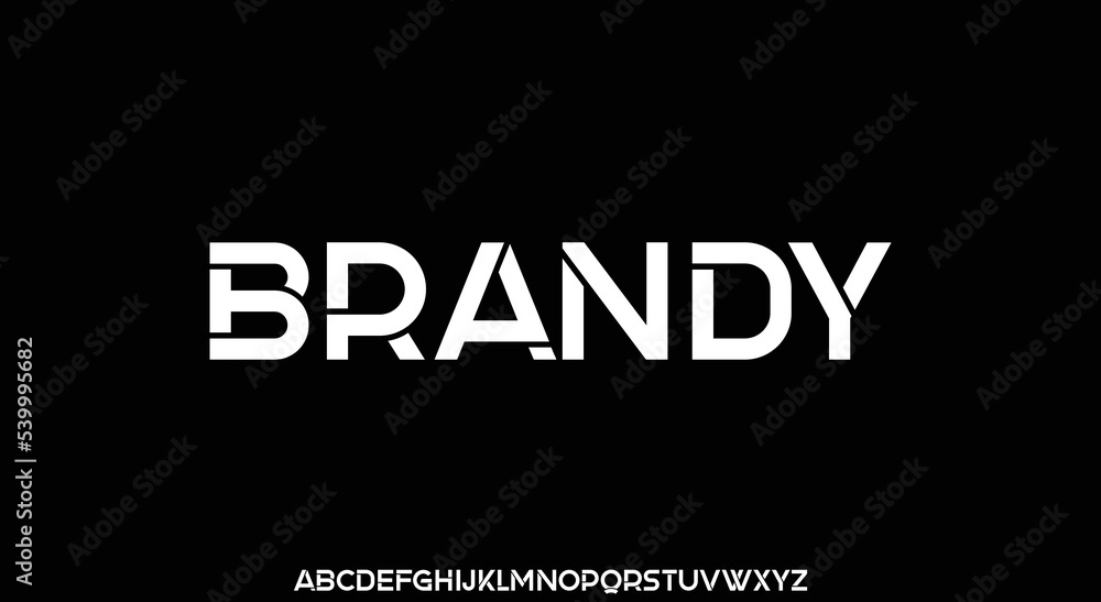 BRANDY Sports minimal tech font letter set. Luxury vector typeface for company. Modern gaming ...
