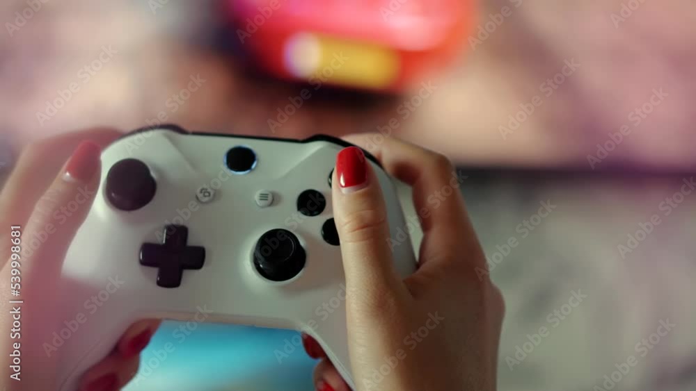 Gamer Playing On Video Game. TV Game Simulator Joystick. Joypad ...