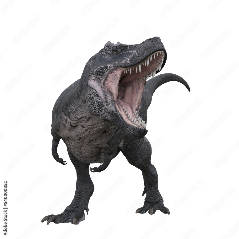 Tyrannosaurus Rex front view with mouth wide open attacking. 3D ...