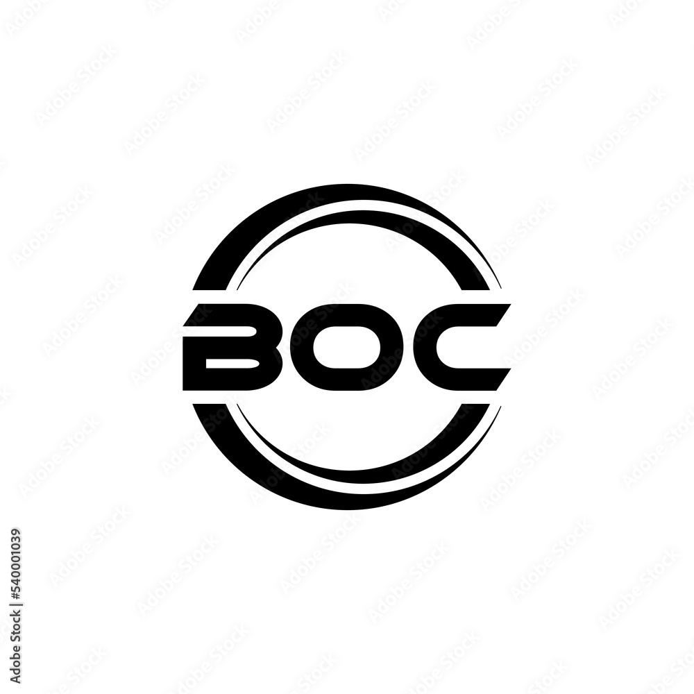 BOC letter logo design with white background in illustrator, vector ...