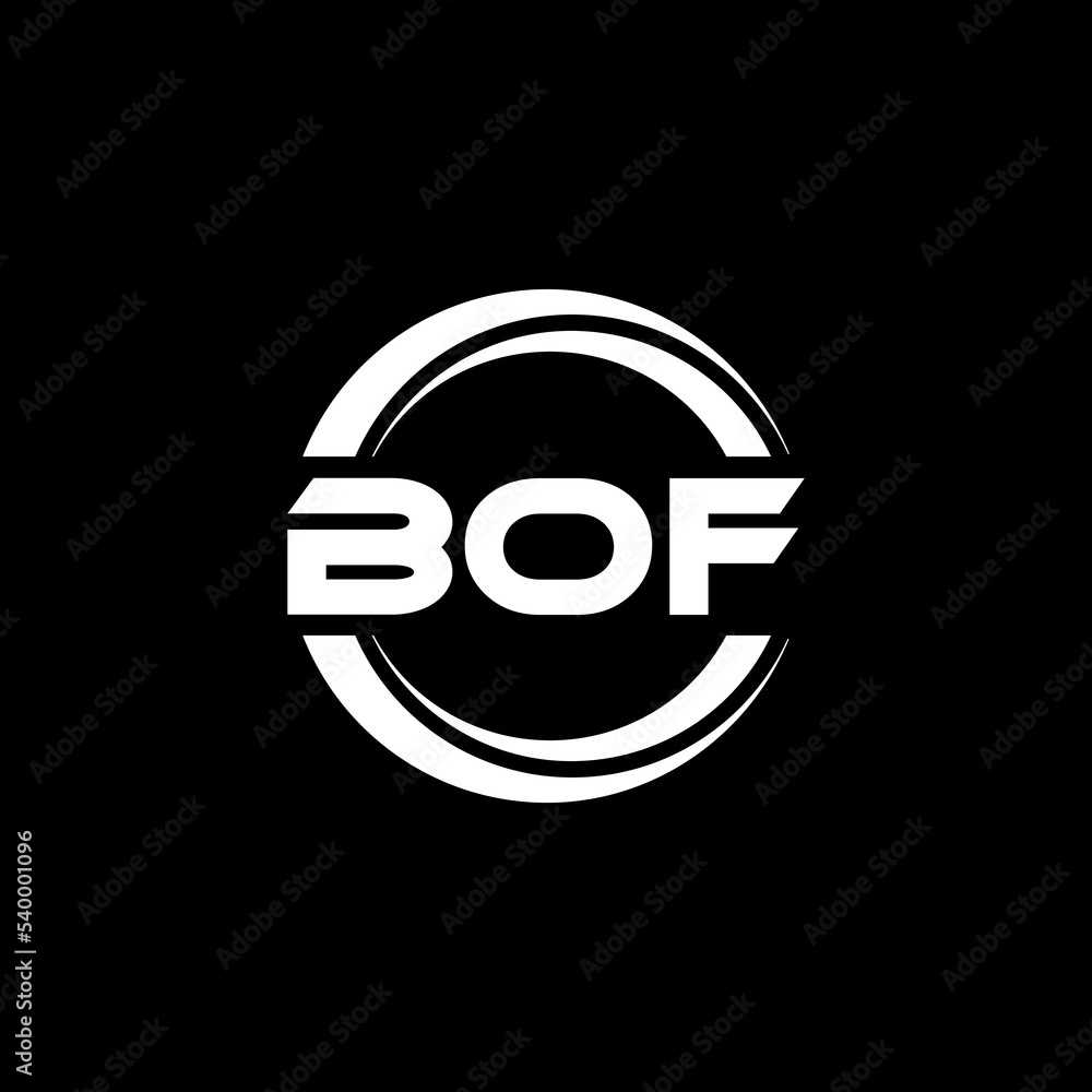 BOF letter logo design with black background in illustrator, vector ...