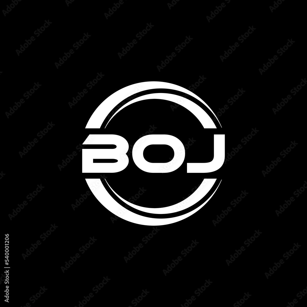 BOJ letter logo design with black background in illustrator, vector ...