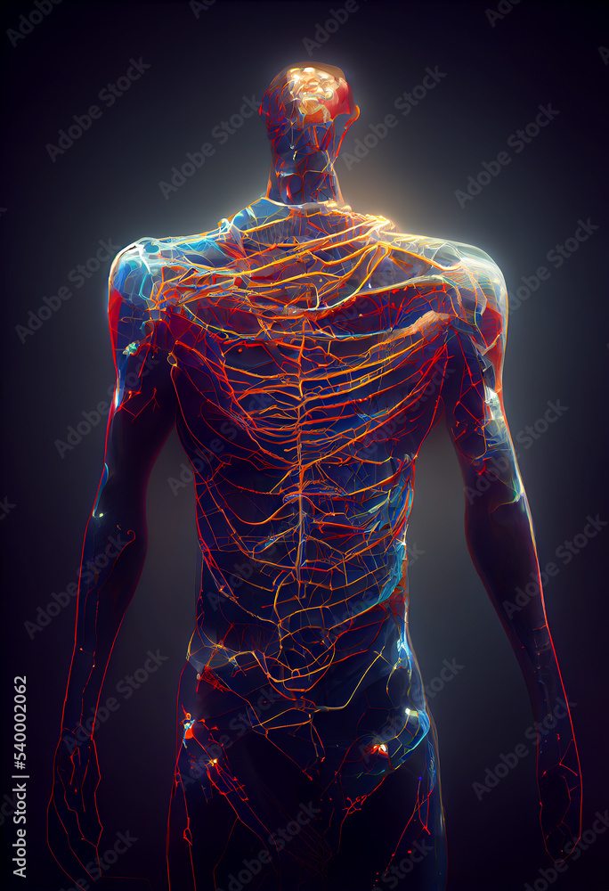 Neural network in the form of a human body. Neural human figure ...