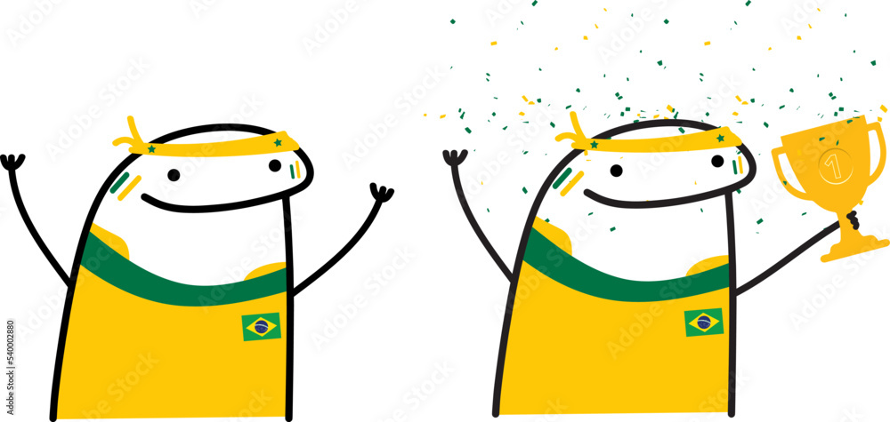 Meme internet: Comic drawing flork. Fan Brazil celebrating a sporting ...