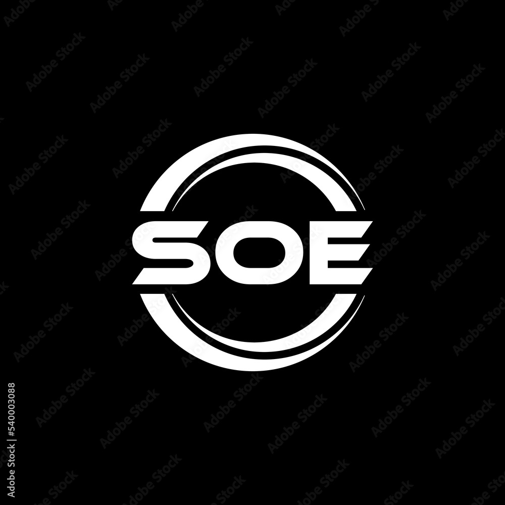 SOE letter logo design with black background in illustrator, vector ...