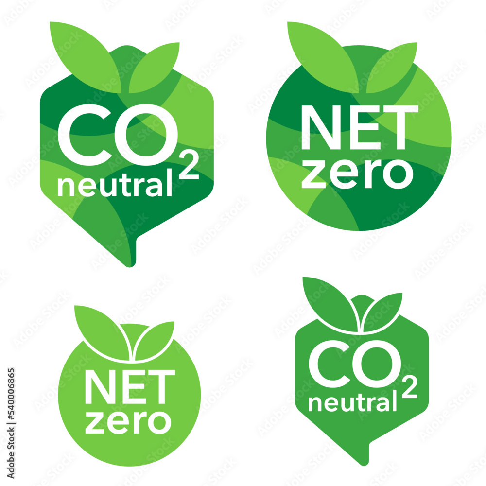 Net zero and CO2 neutral badges set Stock Vector | Adobe Stock