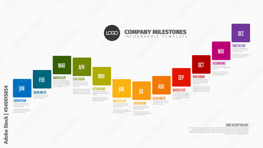 Full year timeline template Stock Vector | Adobe Stock