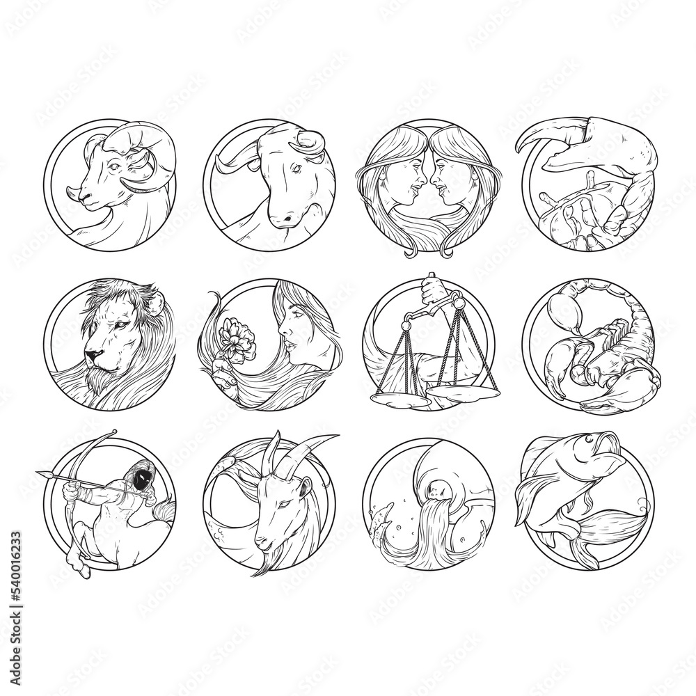 zodiac icon set Stock Vector | Adobe Stock