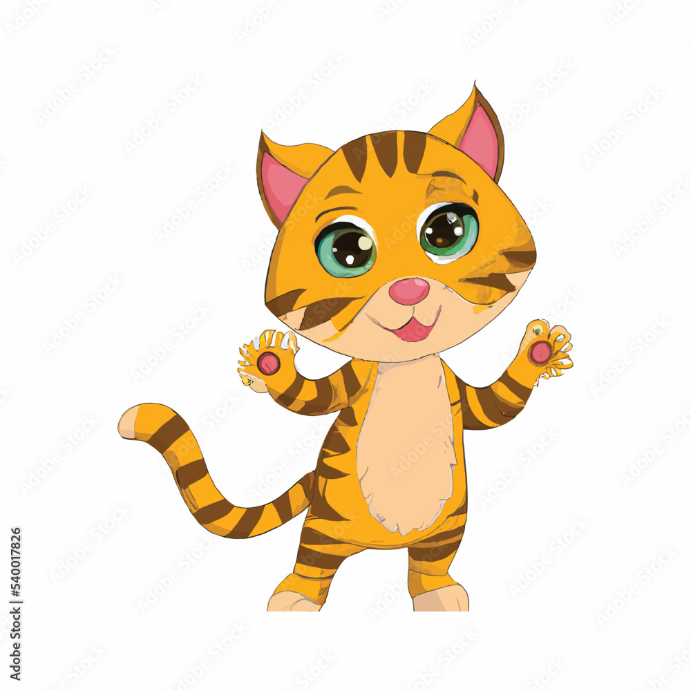 Cartoon funny cat character art illustration Stock Vector | Adobe Stock