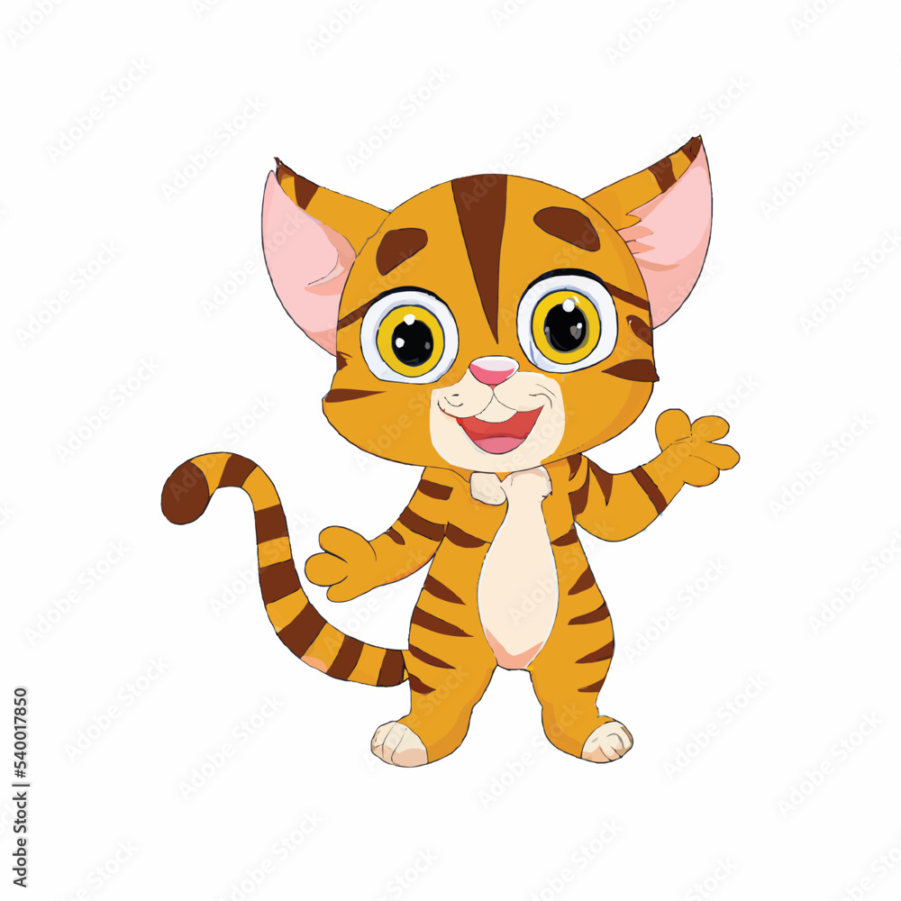 Cartoon funny cat character art illustration Stock Vector | Adobe Stock