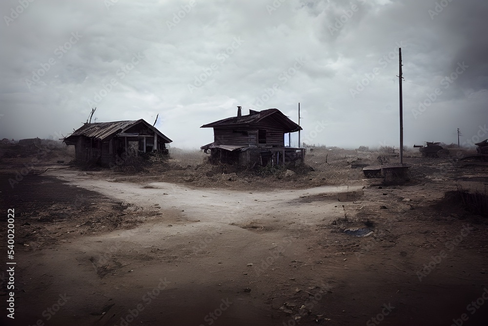 Abandoned town. Dystopia. Urban blight. Zombie apocalypse. Fallout ...