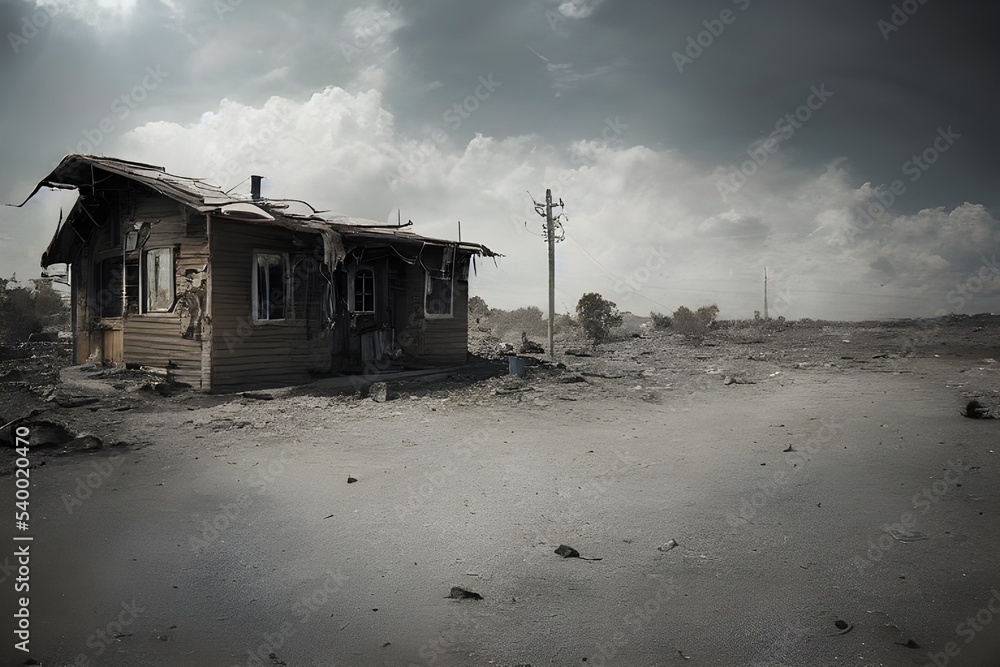 Abandoned town. Dystopia. Urban blight. Zombie apocalypse. Fallout ...