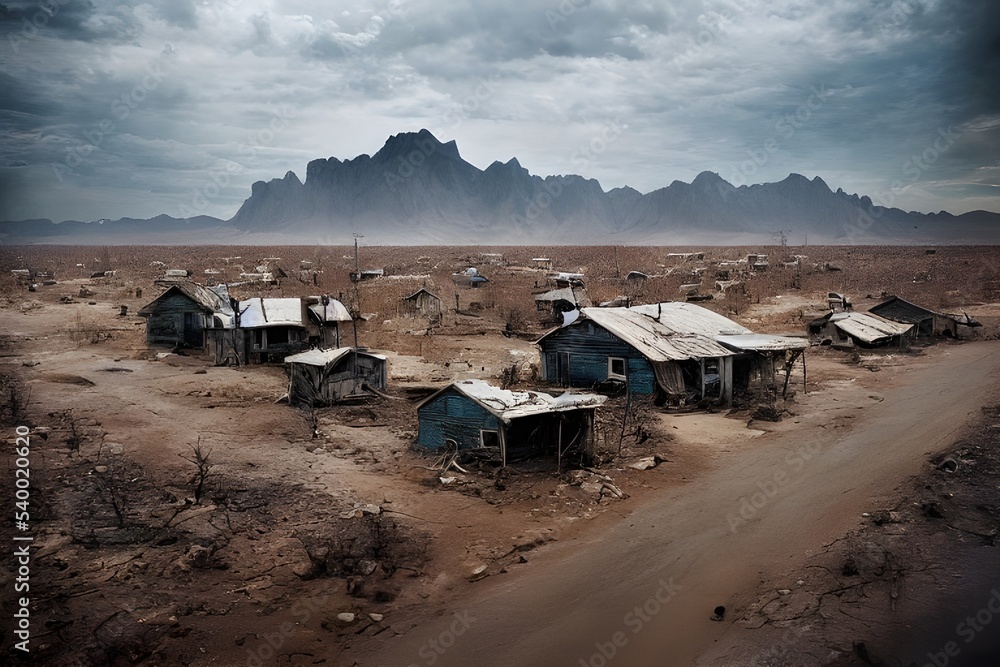 Abandoned town. Dystopia. Urban blight. Zombie apocalypse. Fallout ...