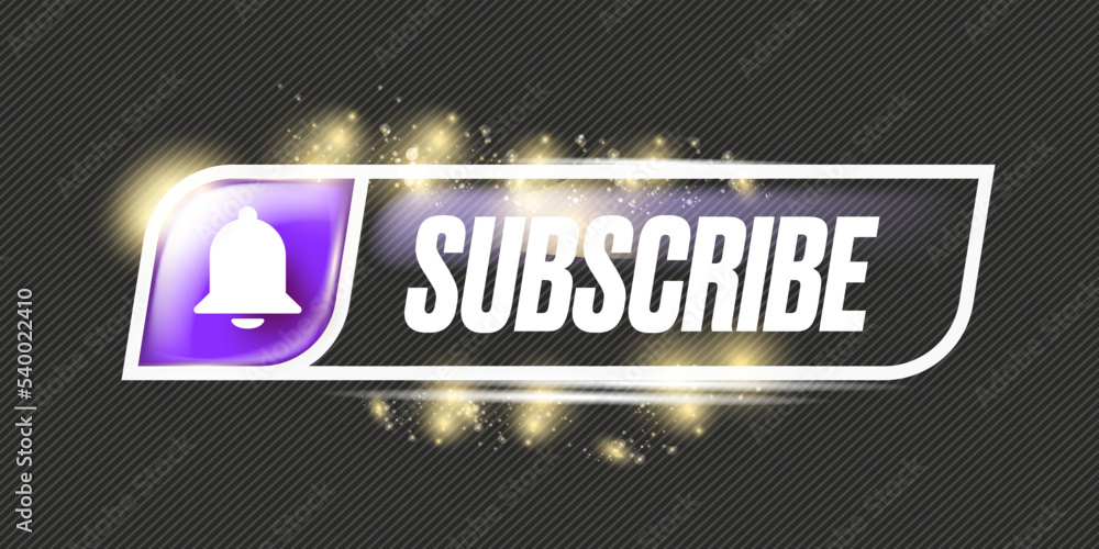 Vector subscribe now horizontal banner with ring bell and button on ...