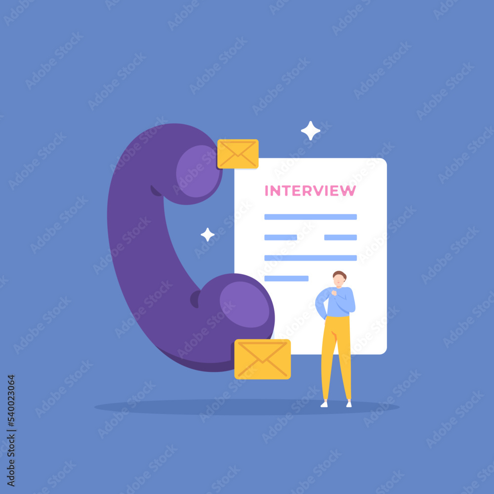 job interview test call. telephone interview. a job applicant gets a ...