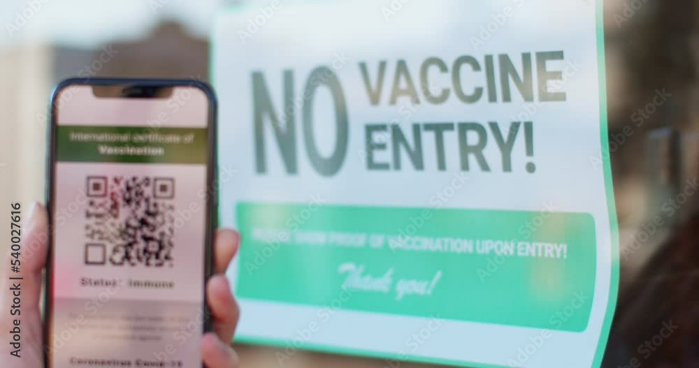 Smartphone with digital health passport app in mobile phone with covid ...