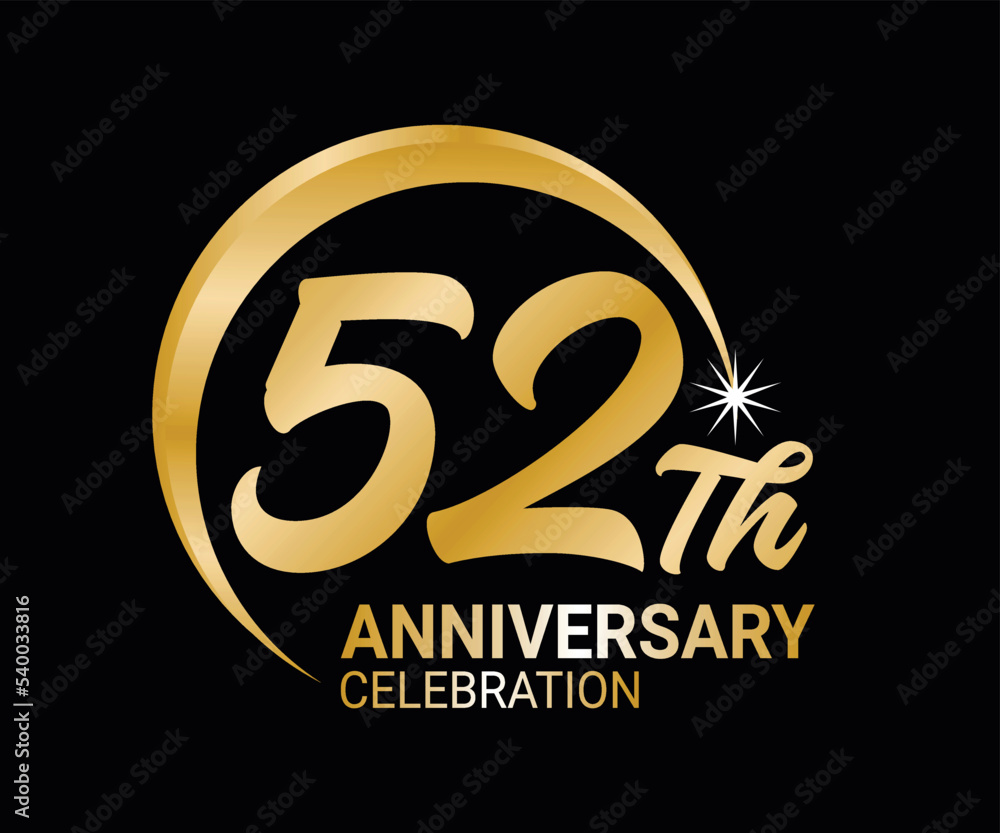 Poster 52th Anniversary ordinal number Counting vector art illustration ...