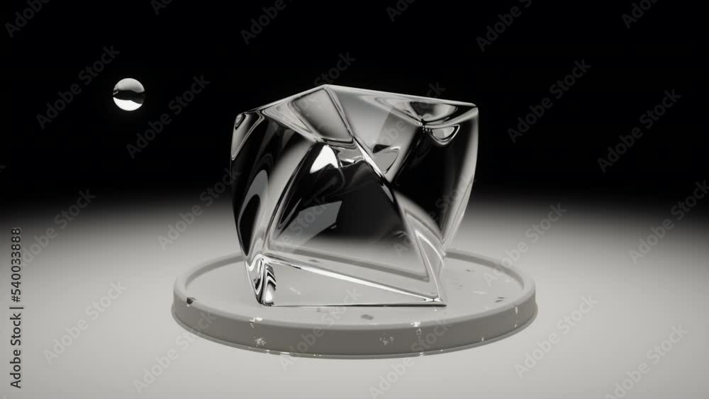 Oddly satisfying motion of a glass cube observing a small glass sphere ...