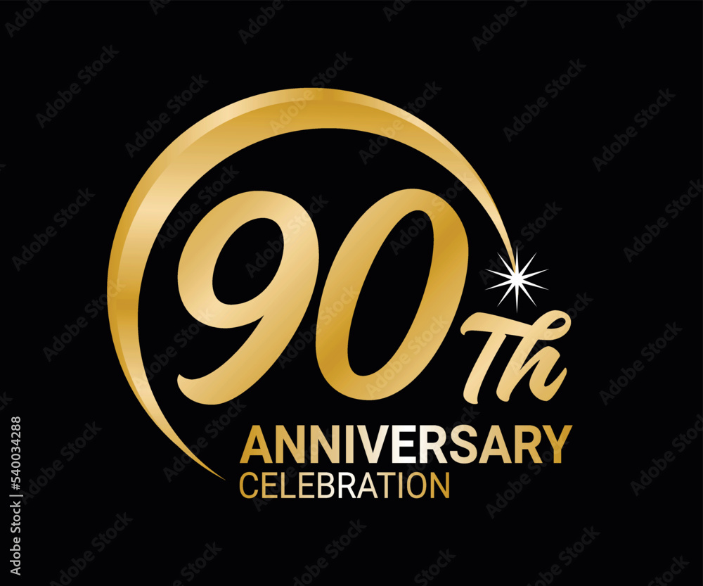 90th Anniversary ordinal number Counting vector art illustration in ...