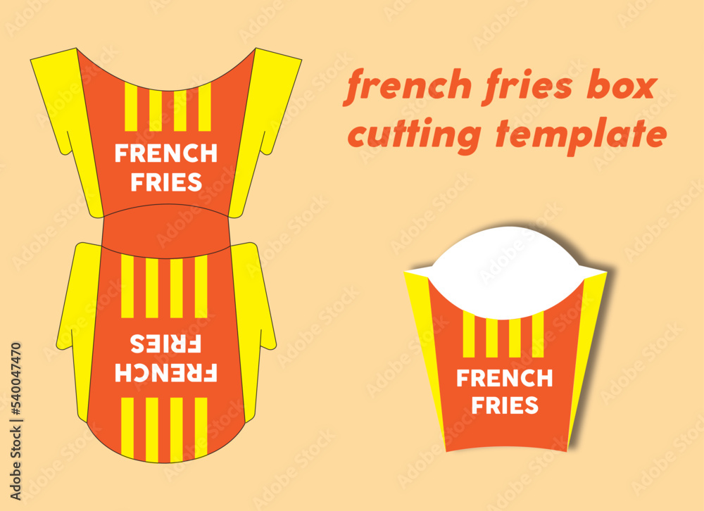 French fries box cutting template Stock Vector | Adobe Stock