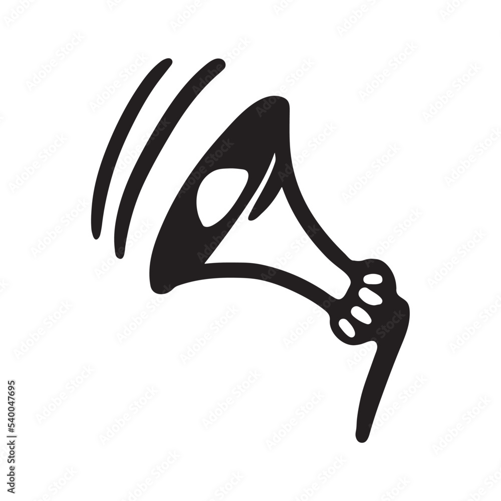 Loudspeaker danger warning. Alert. The horn of a siren, calling to wait ...