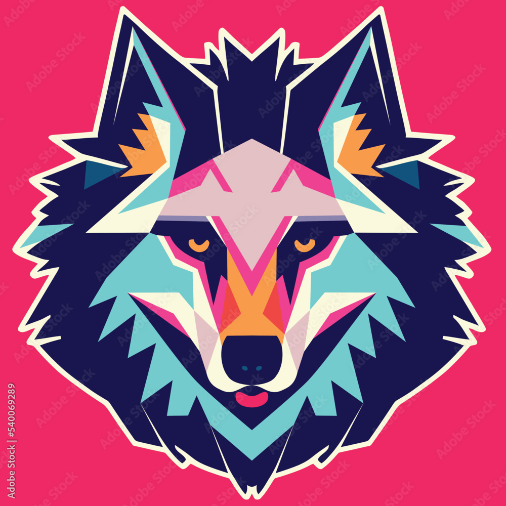 Wolf face vector illustration. Pop art animal werewolf head, creative ...