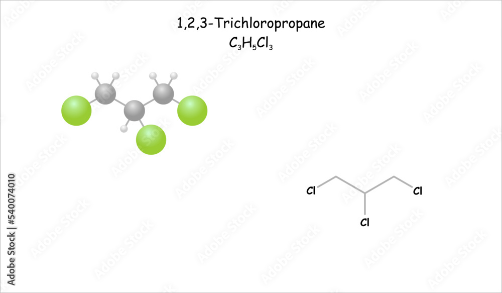 Stylized molecule model/structural of trichloropropane. Stock Vector ...