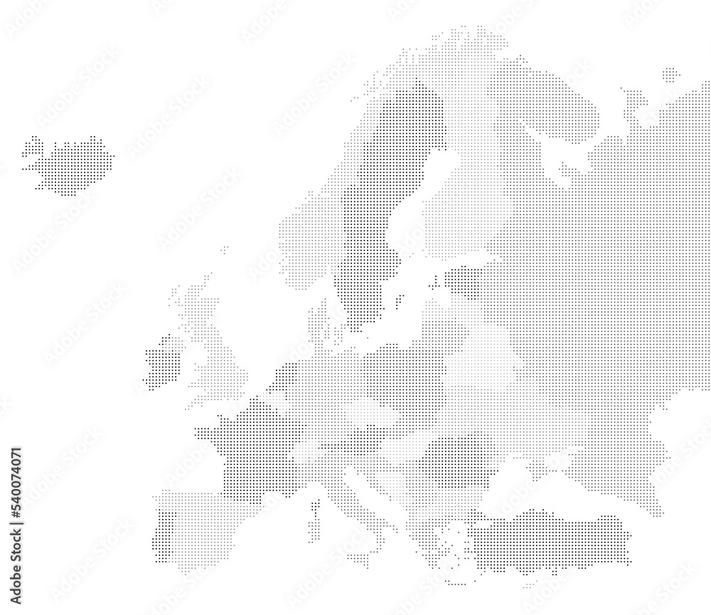 Europe map dotted pattern (dot pattern) with countries highlighted ...