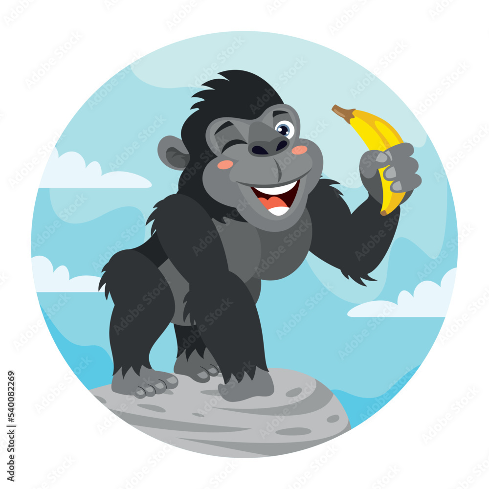 Cartoon Illustration Of A Gorilla Stock Vector | Adobe Stock