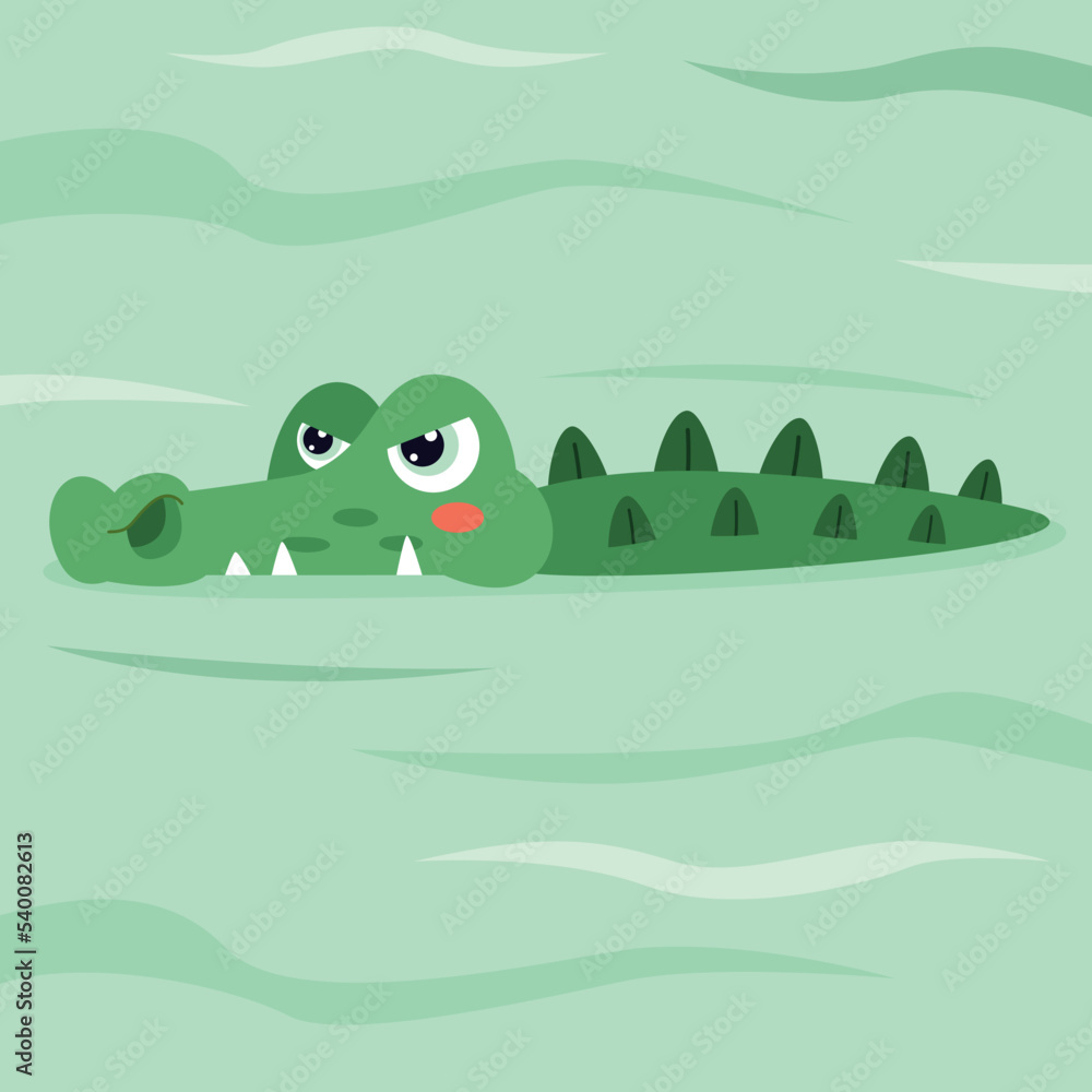 Cartoon Illustration Of A Crocodile Stock Vector | Adobe Stock