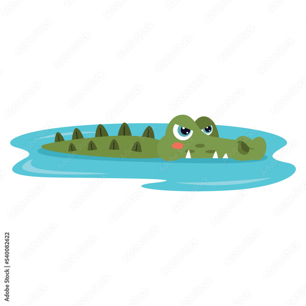 Cartoon Illustration Of A Crocodile Stock Vector | Adobe Stock