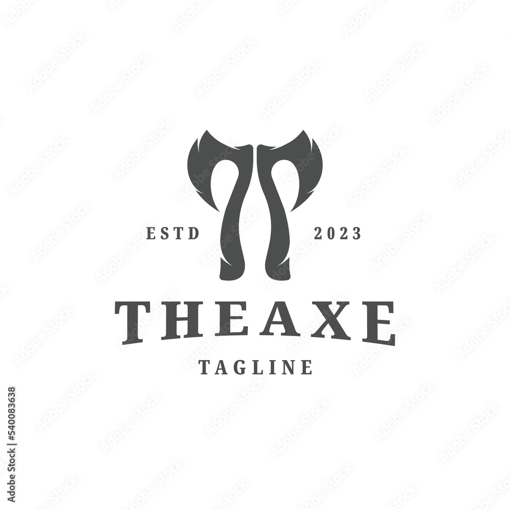 Axe logo design template flat vector vintage Stock Vector | Adobe Stock