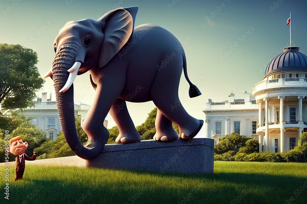 3D rendered American Elephant with cute kawaii look like modern ...