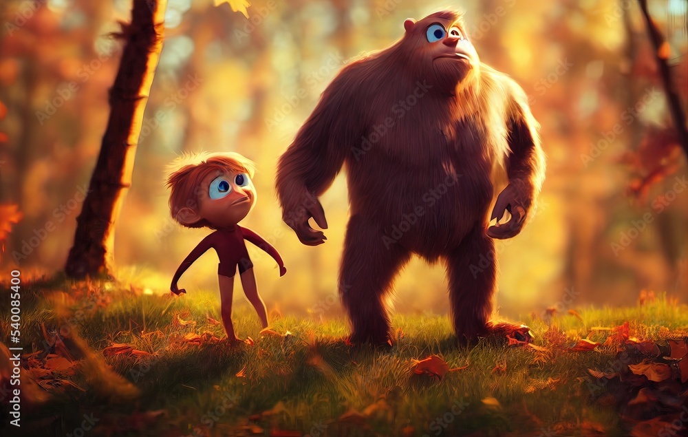 3D rendered Sasquatch (Bigfoot) with cute kawaii look like modern ...