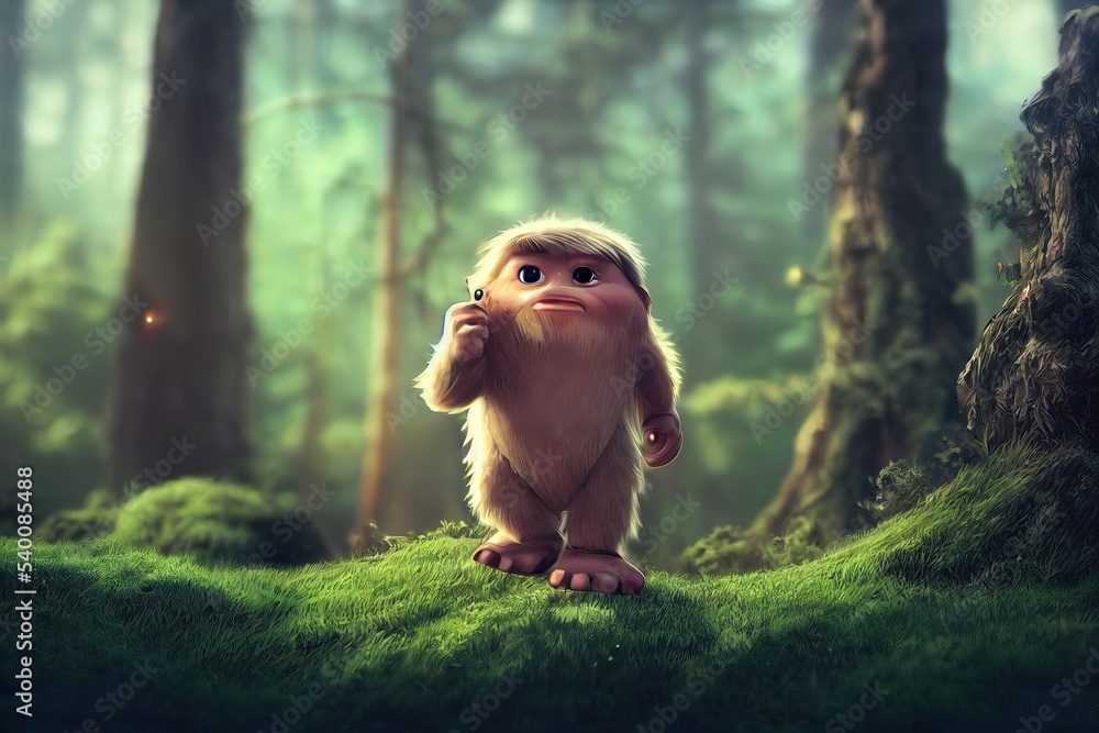 3D rendered Sasquatch (Bigfoot) with cute kawaii look like modern ...
