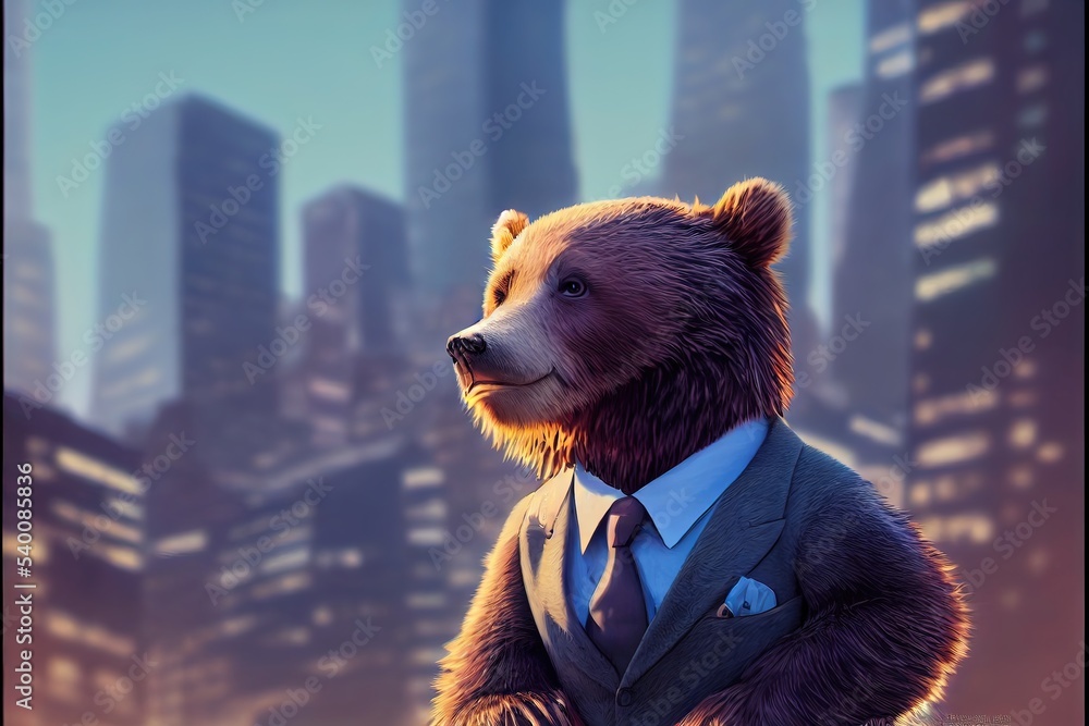 3D rendered Wall Street Bear with cute kawaii look like modern ...