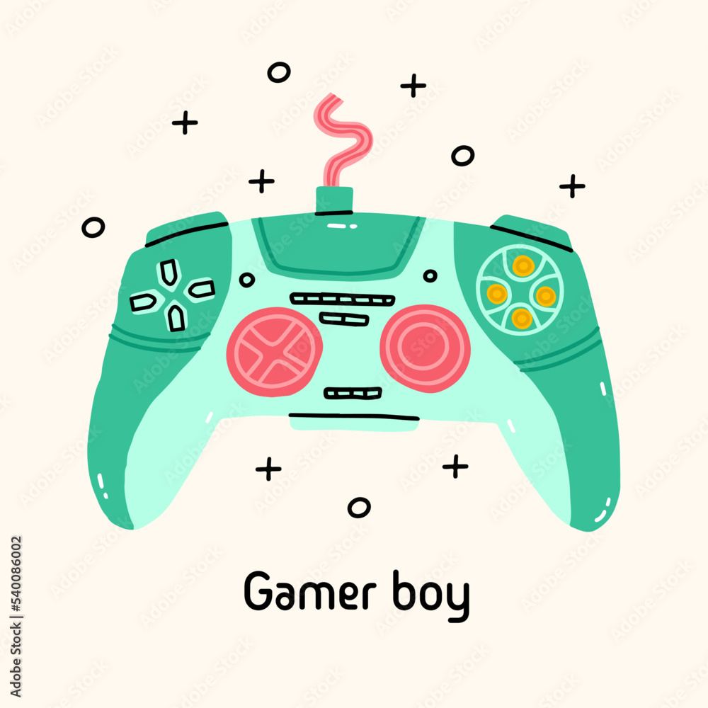 Old vintage retro game console electronic, cute funny vector ...