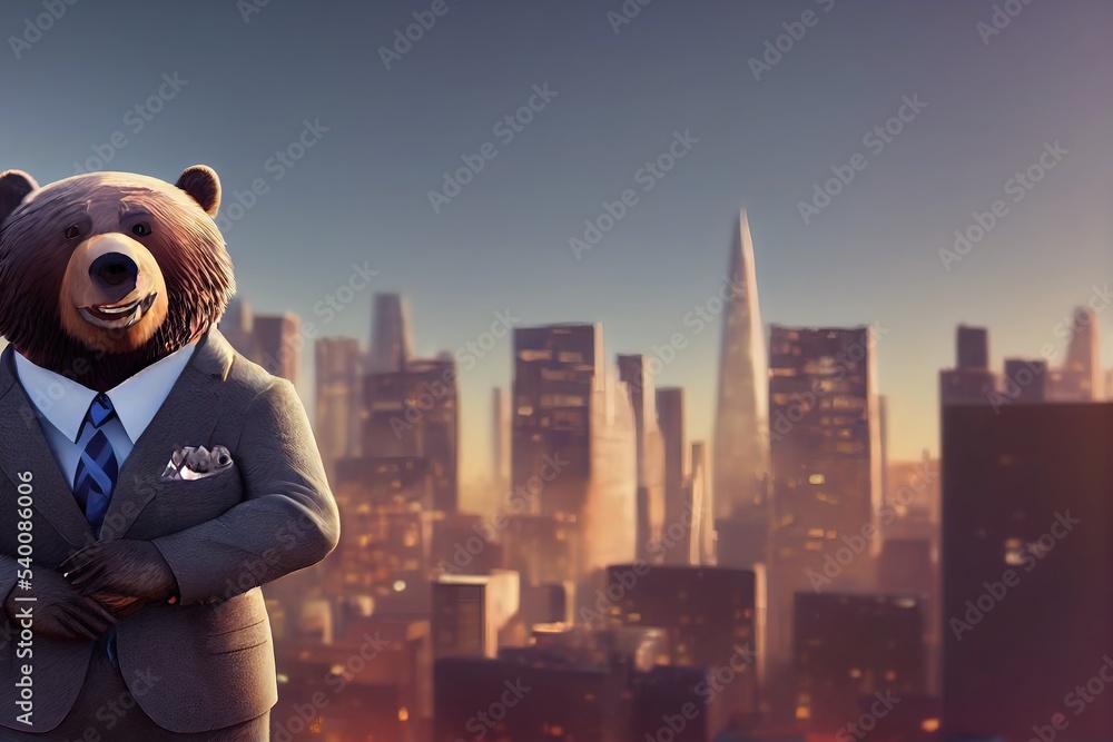 3D rendered Wall Street Bear with cute kawaii look like modern ...